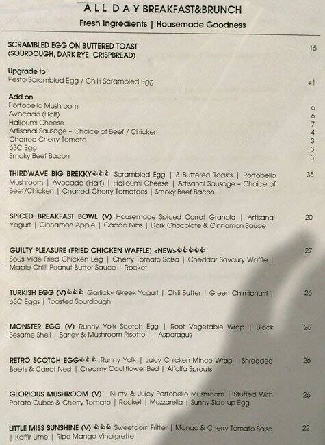 Thirdwave Cafe Menu, Menu for Thirdwave Cafe, Bangsar South, Kuala ...