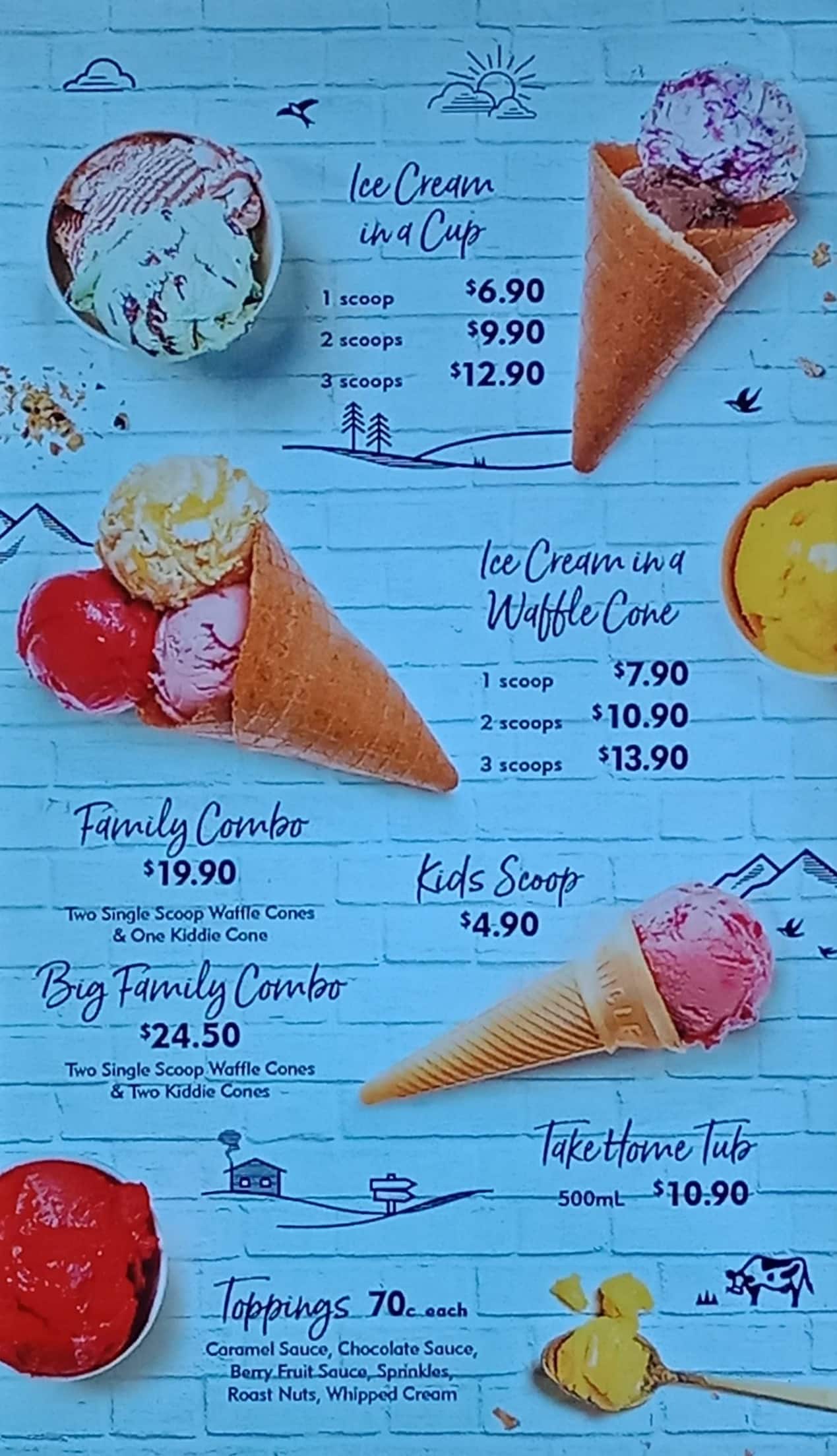 Menu at Movenpick Swiss Ice Cream desserts, Auckland, Queens Arcade