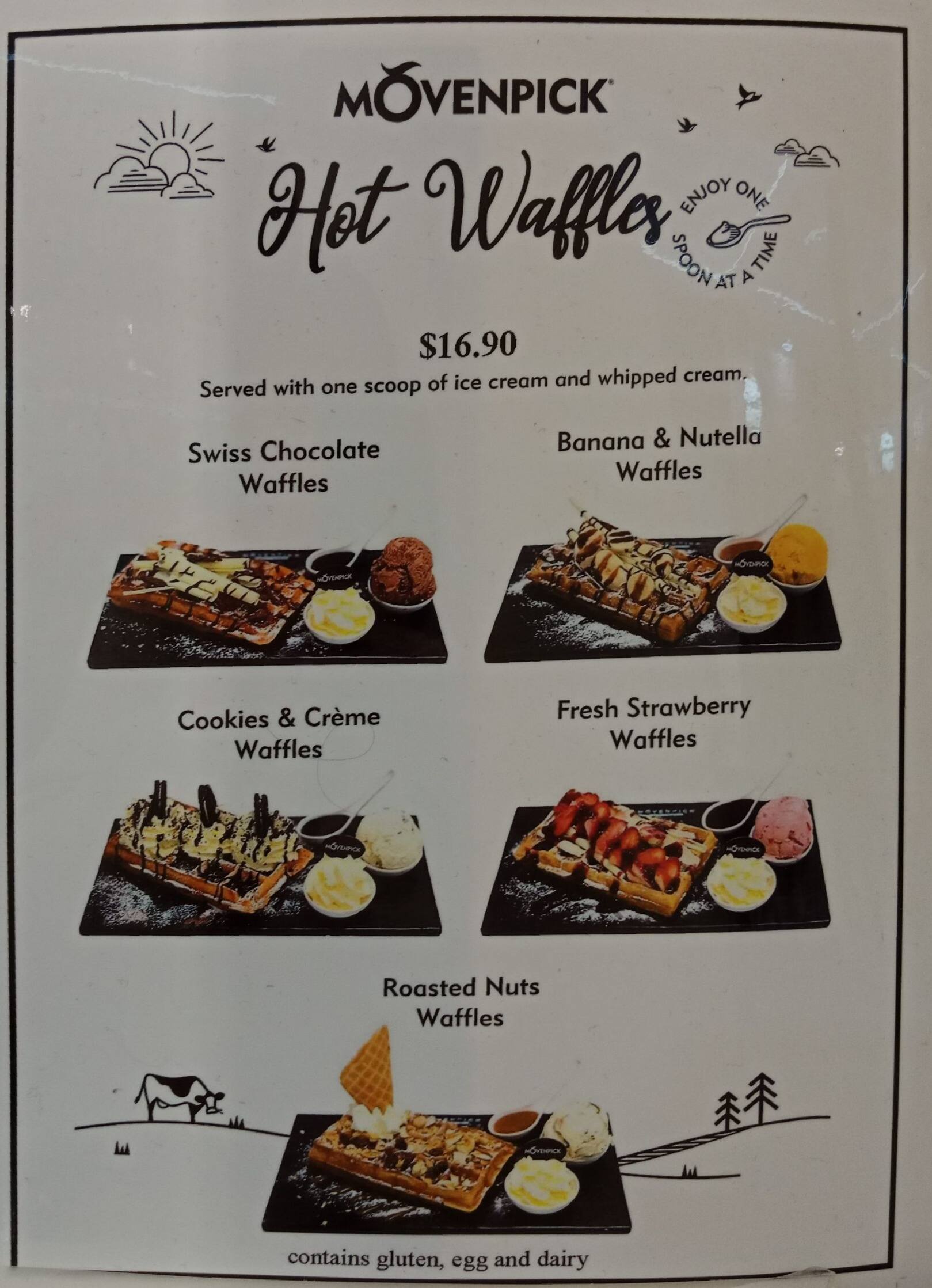 Menu at Movenpick Swiss Ice Cream desserts, Auckland, Queens Arcade