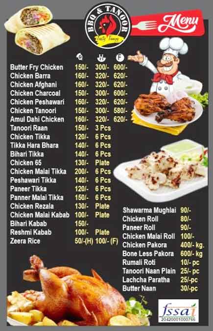 Menu at BBQ & Tanoor, Patna, Opp. Big Bazar G-3