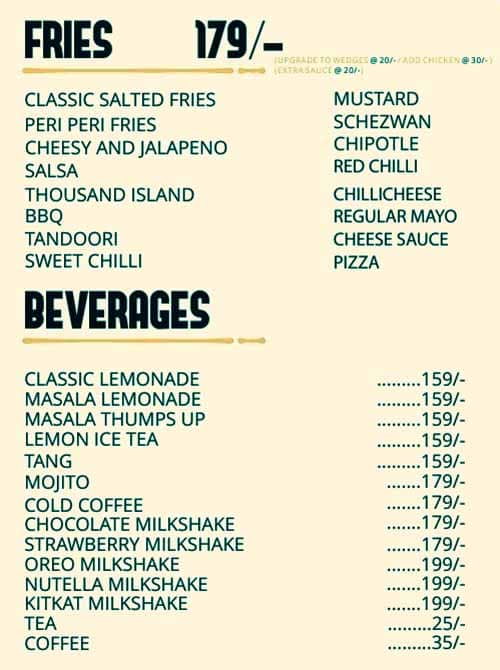 Menu at Aden's Bistro, Mumbai