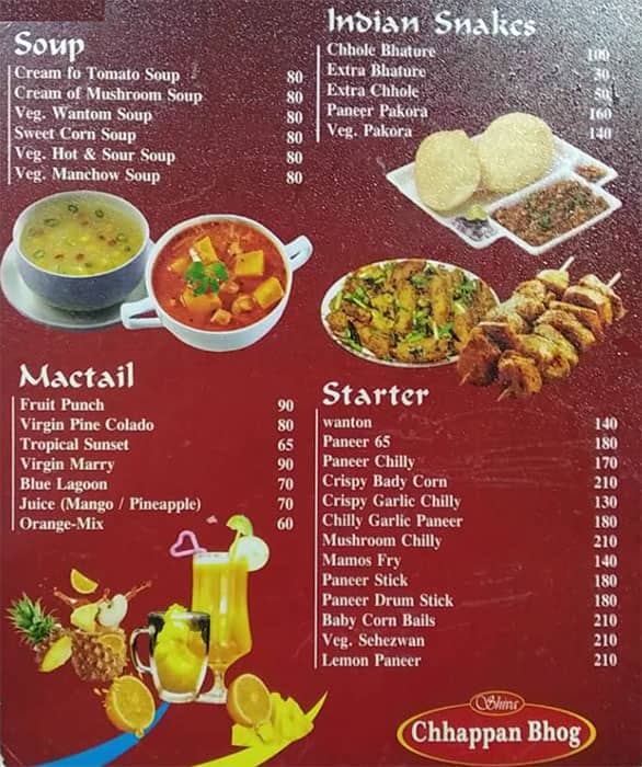 Menu of Shiva Chappan Bhog, Phulwari Sharif, Patna