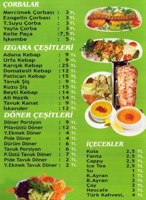 Menu at Yesil Artvin Pide Lahmacun Et Lokantasi, Istanbul