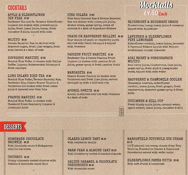 Menu at Fire & Stone pizzeria, London, 31/32 Maiden Ln