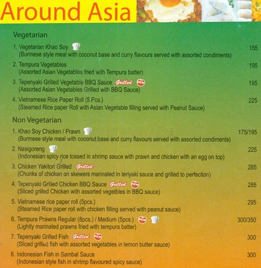 Menu at Thai Shack, New Delhi