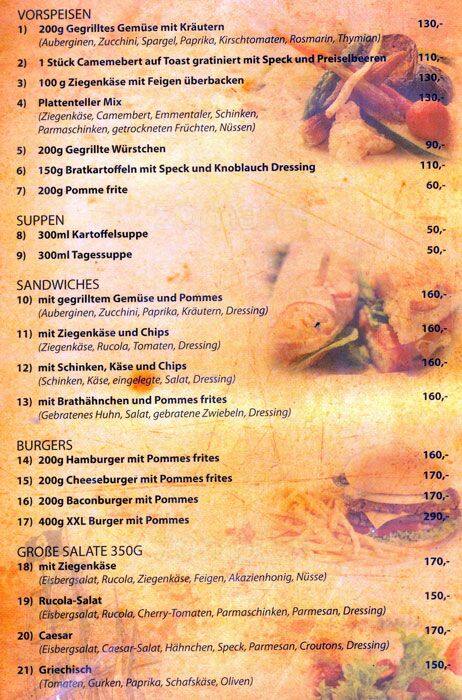 Menu at corsair pub & bar, Prague