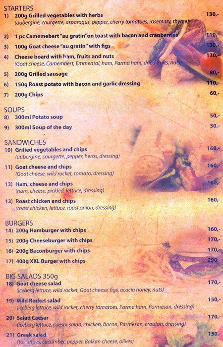Menu at corsair pub & bar, Prague