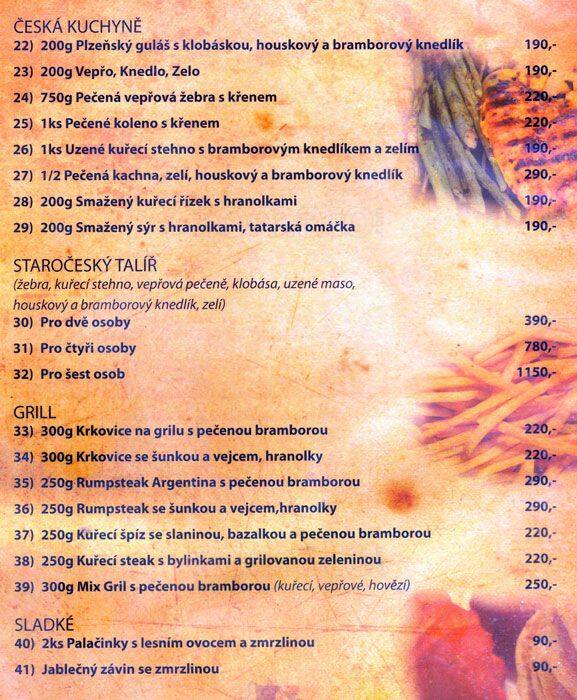 Menu at corsair pub & bar, Prague