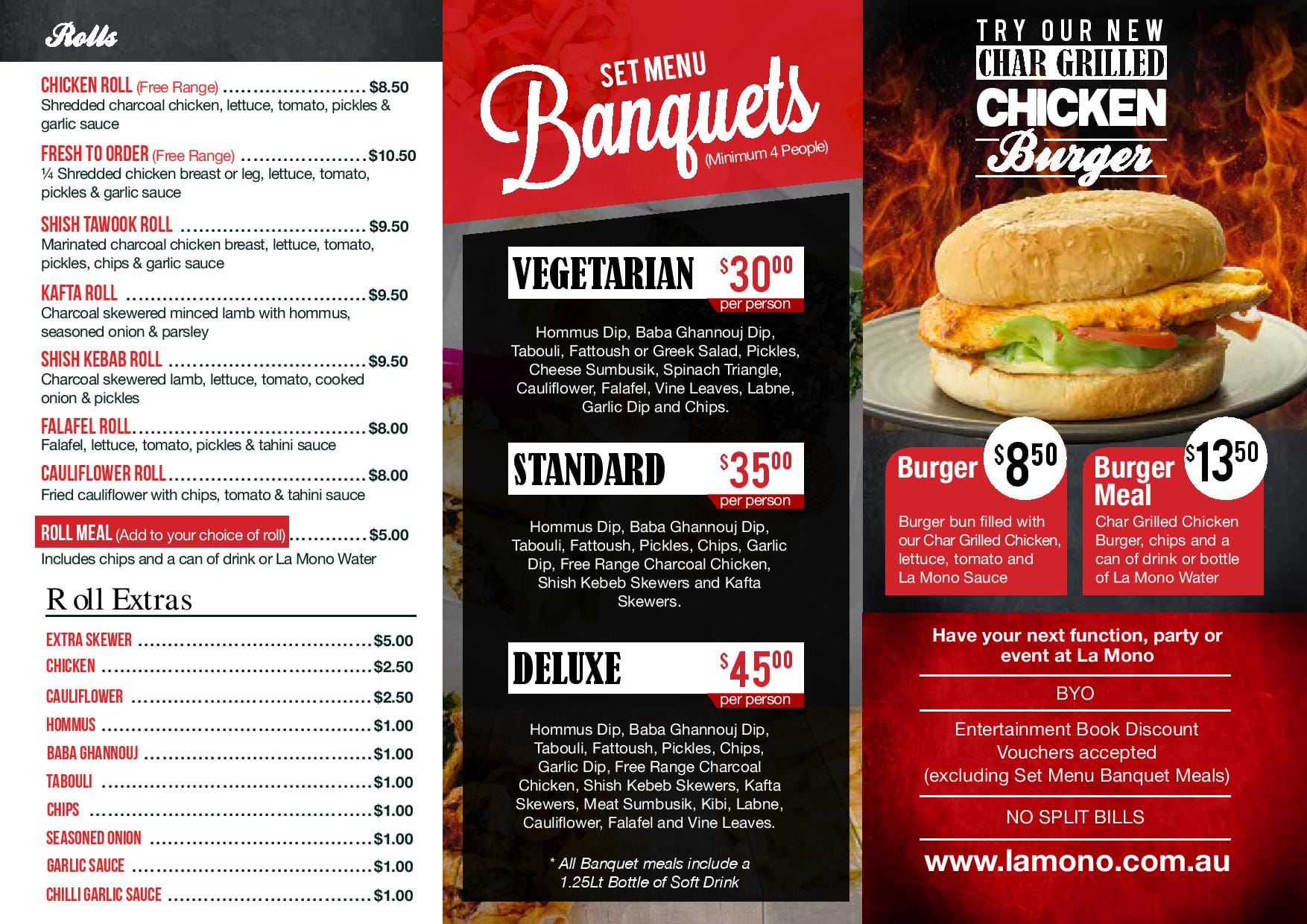 Menu at La Mono restaurant, Merrylands