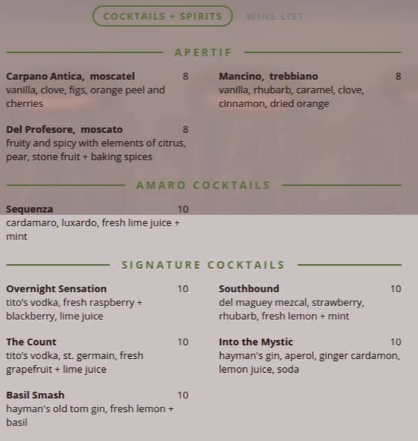 Menu at Gather pub & bar, Chicago