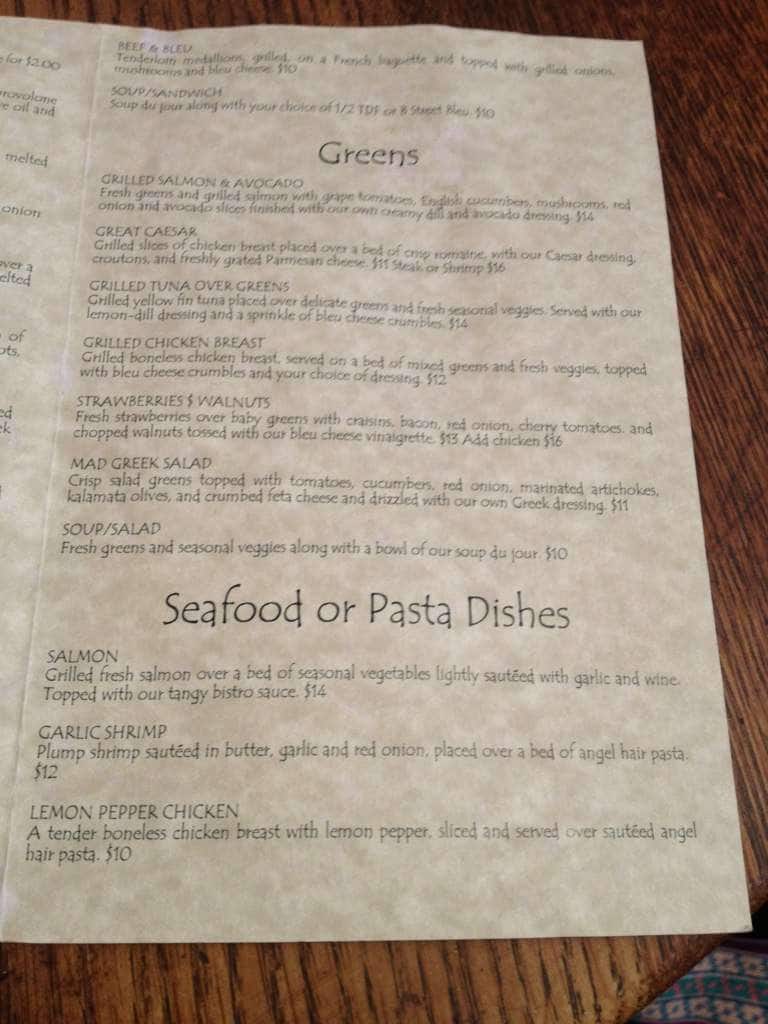 Menu at DC's On B Street restaurant, Pueblo