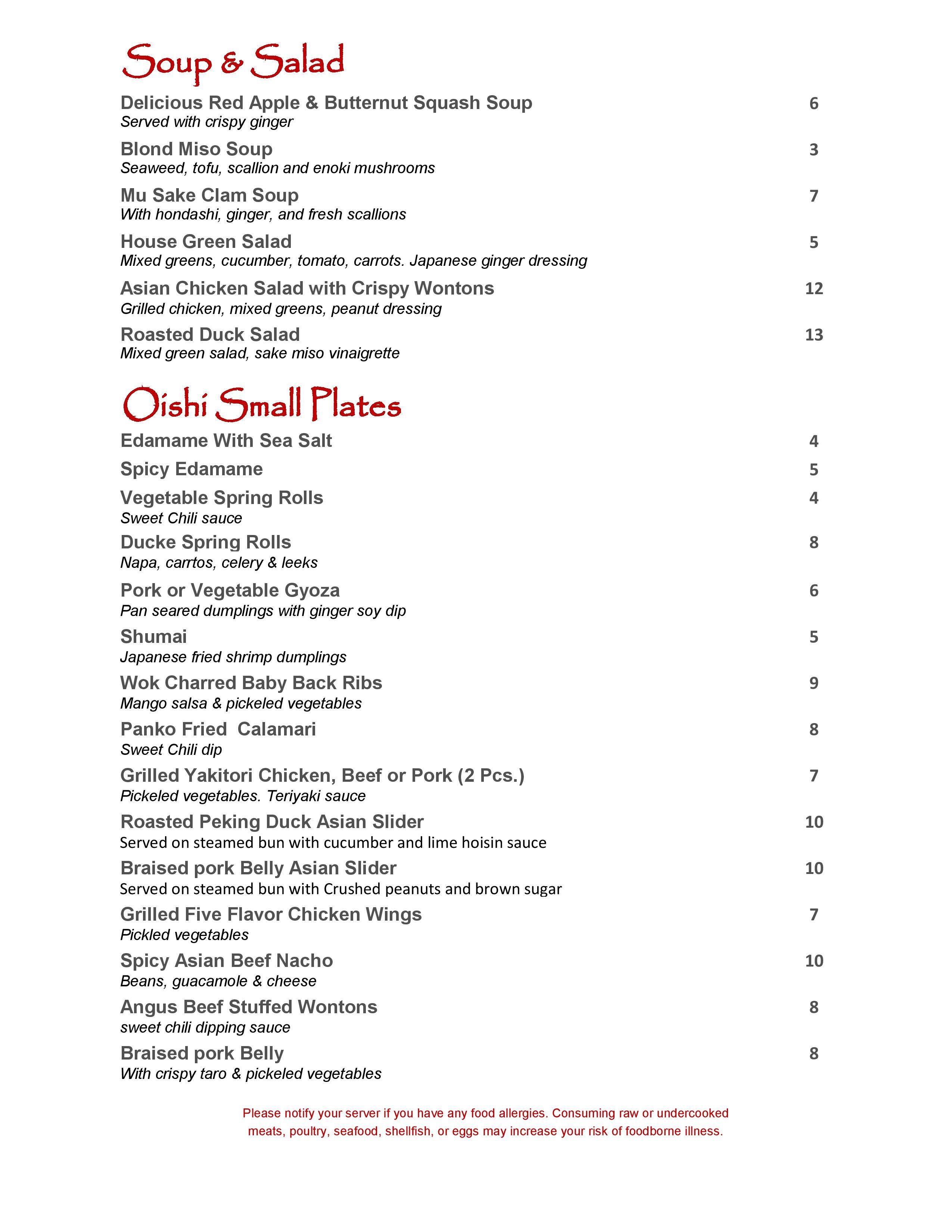 Menu at Oishi Sushi & Izakaya restaurant, Norwalk