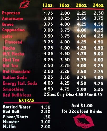 Menu at Smokin Hot Espresso, Gig Harbor