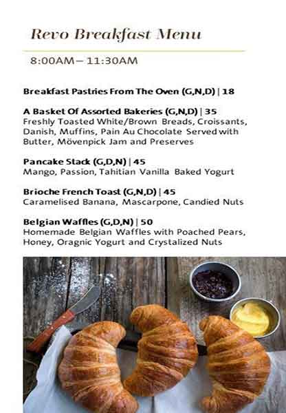 Menu at Revo Cafe and Bar at Oaks Ibn Battuta Gate Hotel Dubai, Dubai ...