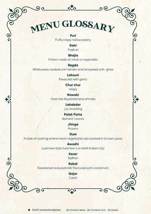 Menu of Ushna, Madinat Jumeirah, Dubai