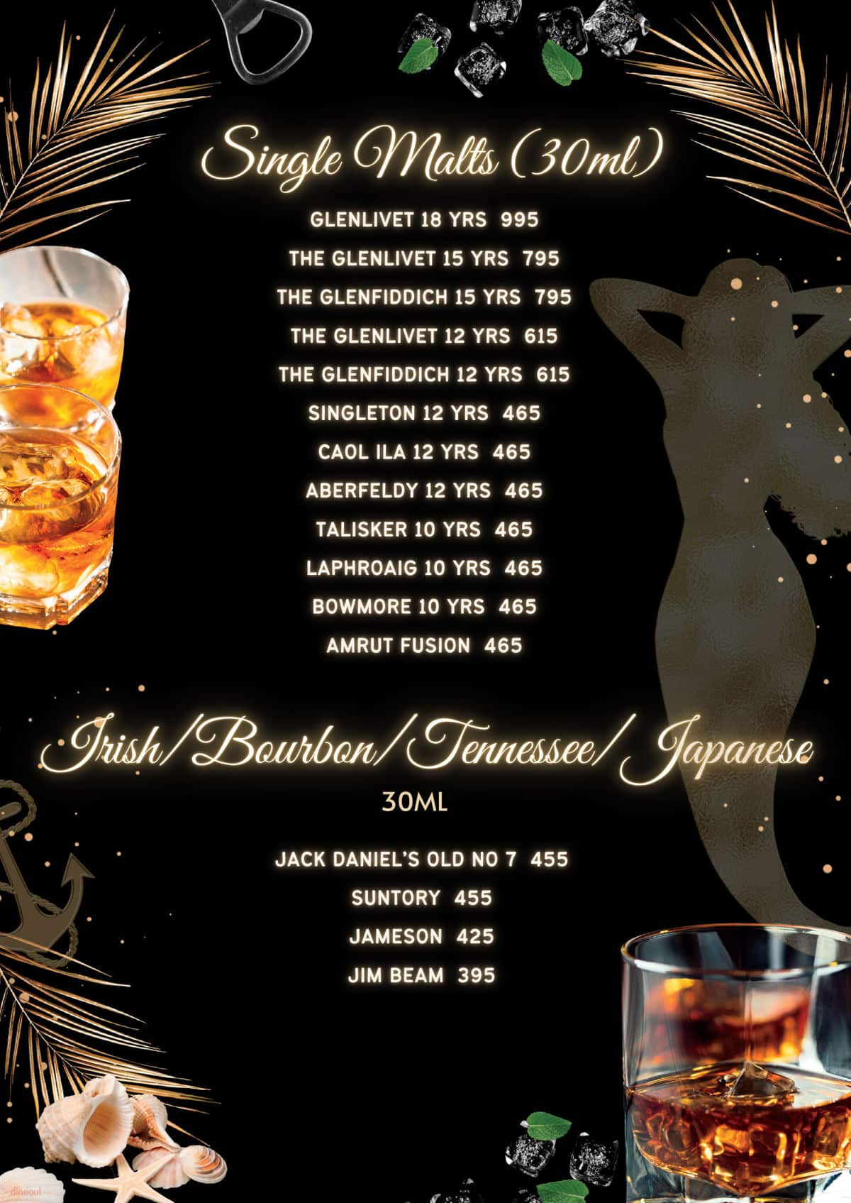 Menu at The Secret Mermaid Bar, Delhi