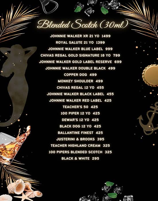 Menu at The Secret Mermaid Bar, Delhi