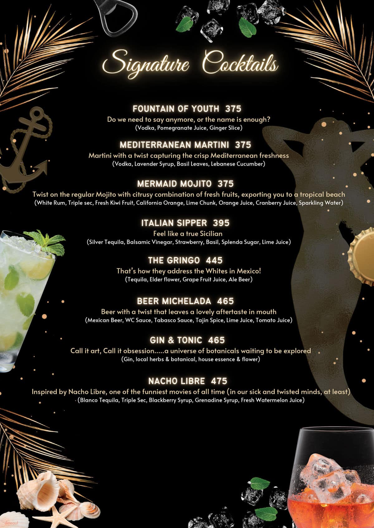 Menu at The Secret Mermaid Bar, Delhi