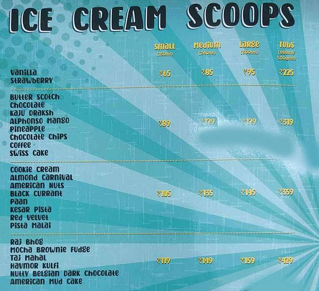 Menu of Havmor Ice Cream, Dahisar East, Mumbai