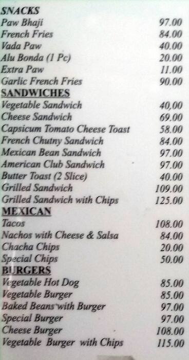 Menu at Corner cafe, Kolkata, 236