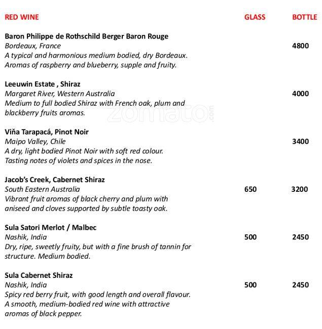 Menu at Food Corner, Bhopal, Under Indian Potash Building