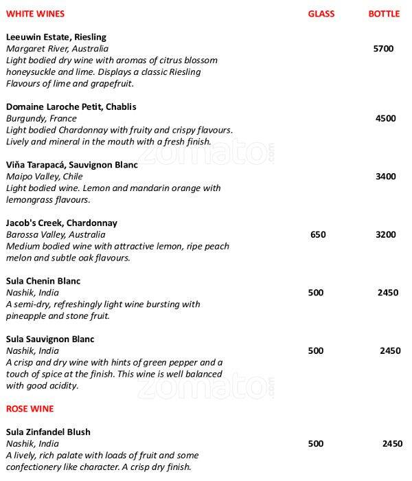 Menu at Food Corner, Bhopal, Under Indian Potash Building