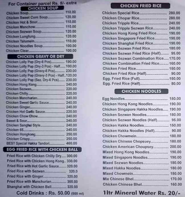 Menu at Best Indian & Chinese Food Corner, Mumbai