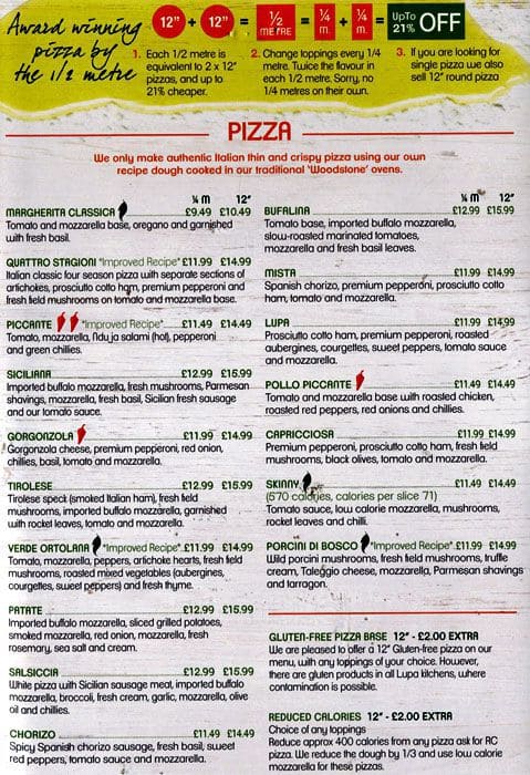 Pizza Lupa a London: Foto del Menu con Prezzi - Zomato UK