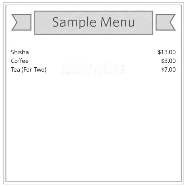 Menu at Ali Basha Cafe, Toronto