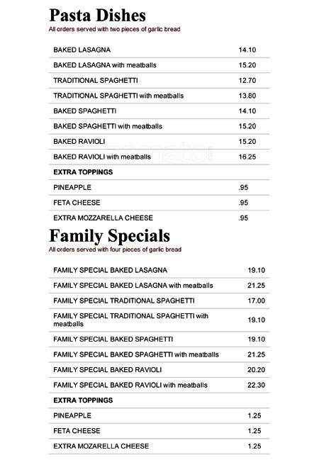 Menu at San Remo Restaurant, Port Coquitlam