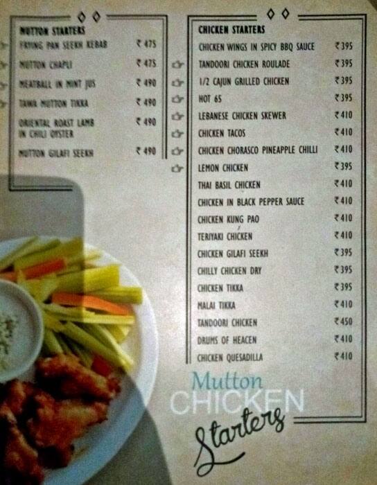 Menu at The Upper Housee, Ludhiana, Ludhiana