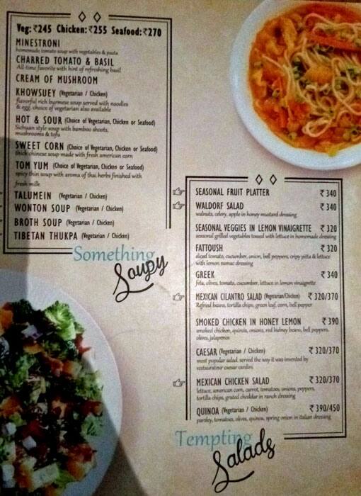 Menu at The Upper Housee, Ludhiana, Ludhiana