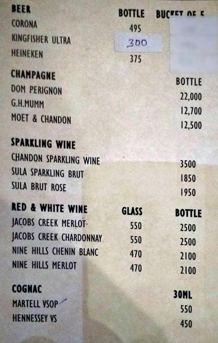 Menu at The Upper Housee, Ludhiana, Ludhiana