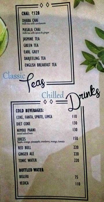 Menu at The Upper Housee, Ludhiana, Ludhiana
