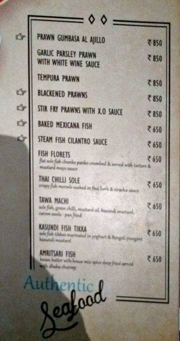 Menu at The Upper Housee, Ludhiana, Ludhiana