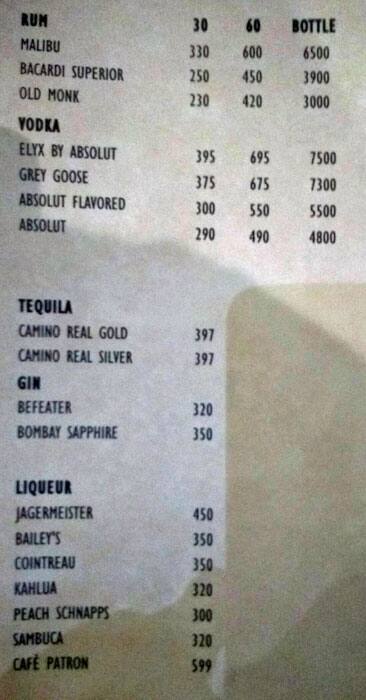 Menu at The Upper Housee, Ludhiana, Ludhiana