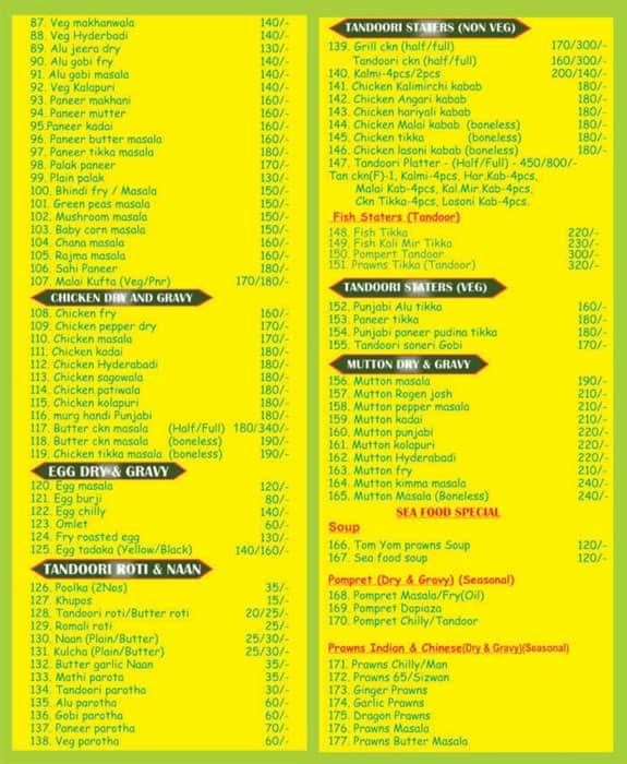 Menu at The Spicy Kitchen, Bengaluru, 152