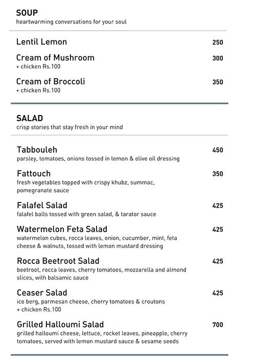 Menu of Zima, Linking Road, Bandra West, Mumbai