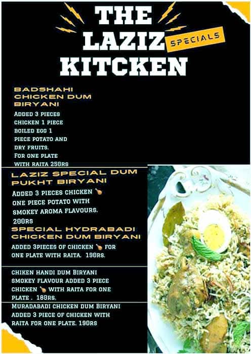 Menu of The Laziz Kitchen, Undri, Pune