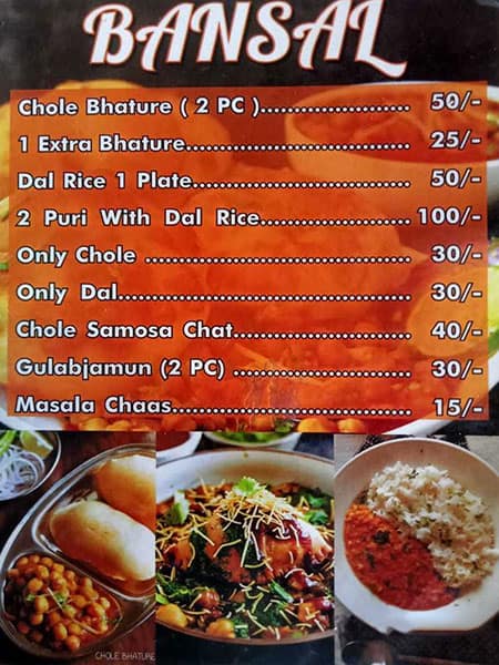 Menu of Bansal Fast Food, Vashi, Navi Mumbai