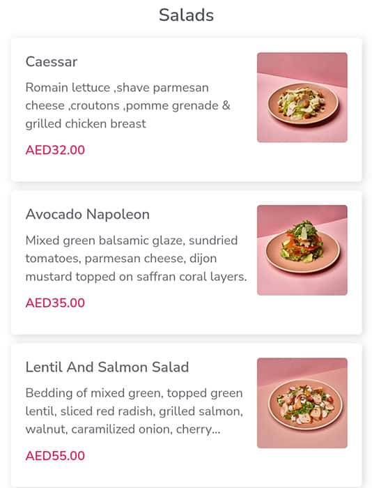 Menu of Koob, Palm Jumeirah, Dubai