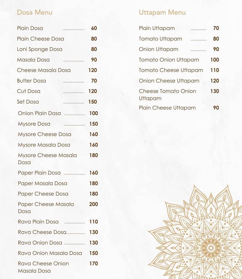 Menu of Anna’s kitchen, Tilak Road, Pune