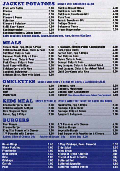 Menu at Caesars Palace Cafe, London