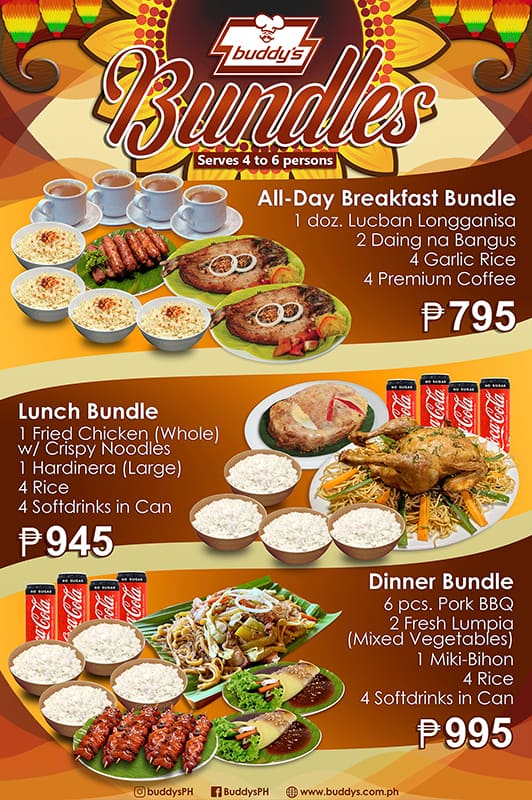 Menu at Buddy's restaurant, Quezon City, Timog Avenue
