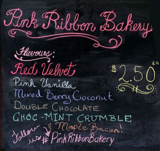 Menu at Pink Ribbon Bakery, New Westminster, 306 6th Street Suite 103