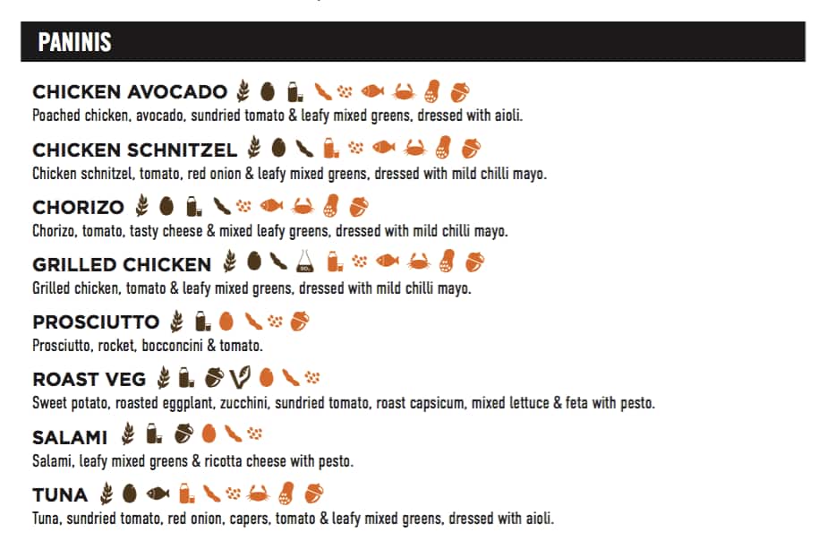 Menu at Soul Origin cafe, Brisbane City, Kiosk LJ17