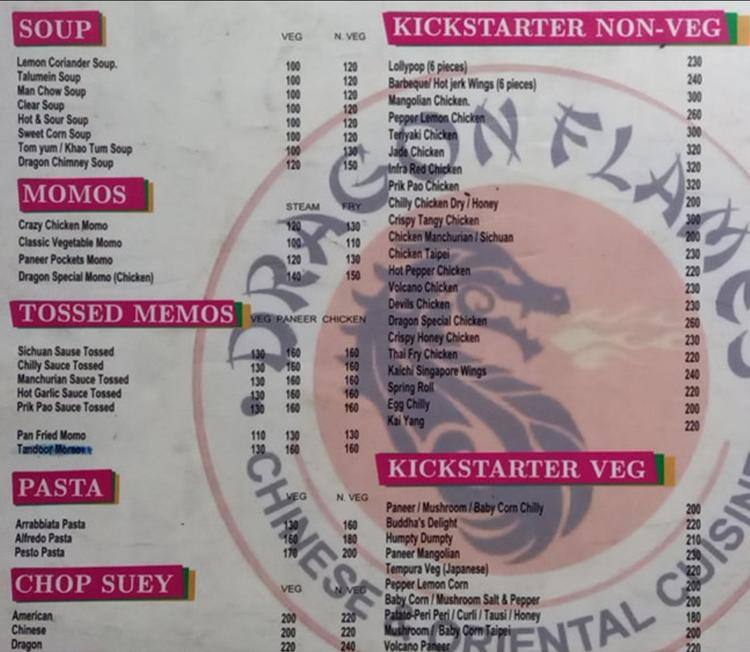 Menu of Dragon Flames Delivery, Sri Krishnapuri, Patna