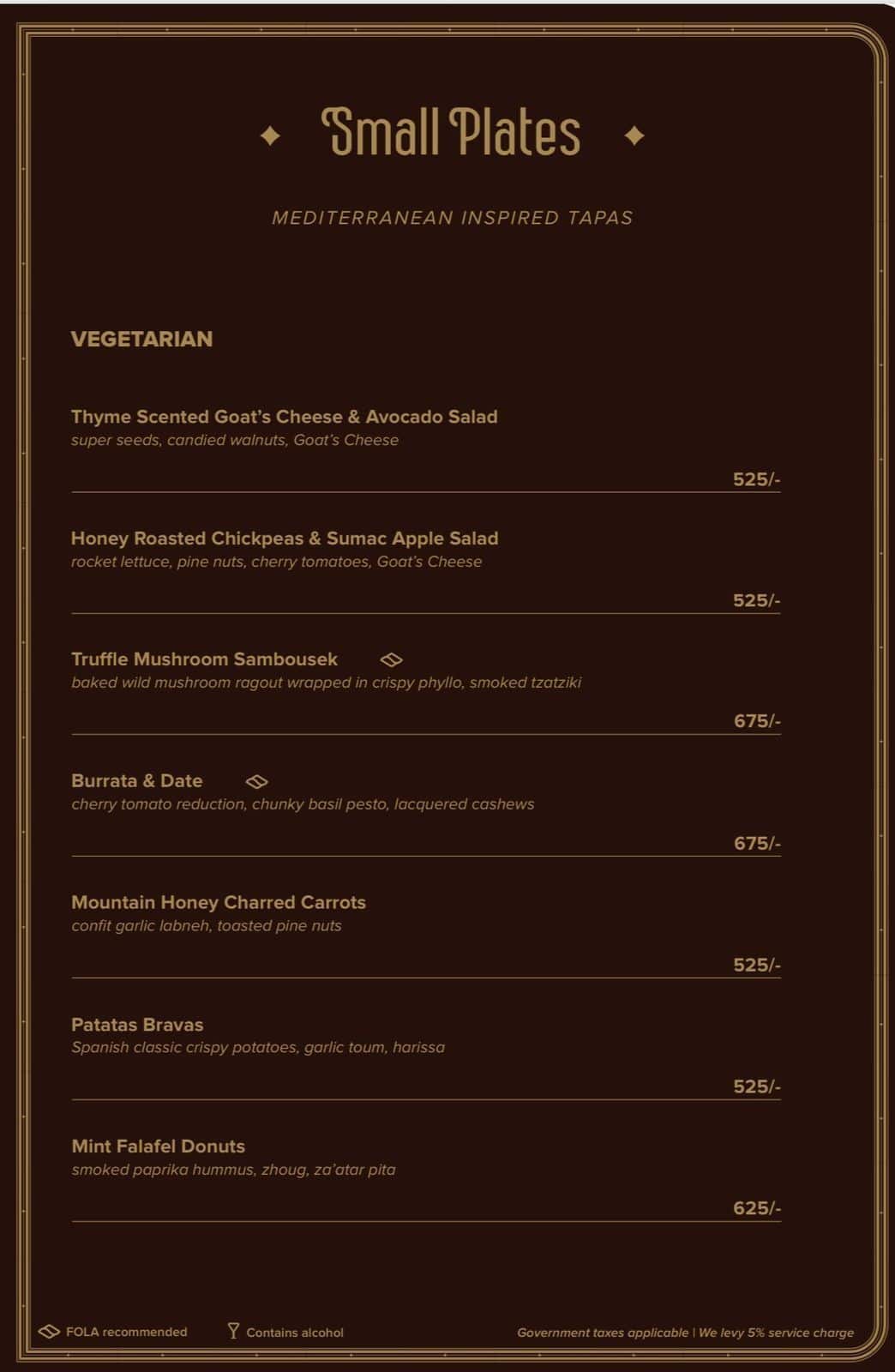Menu of FOLA | Kitchen & Bar, Sector 9, Chandigarh