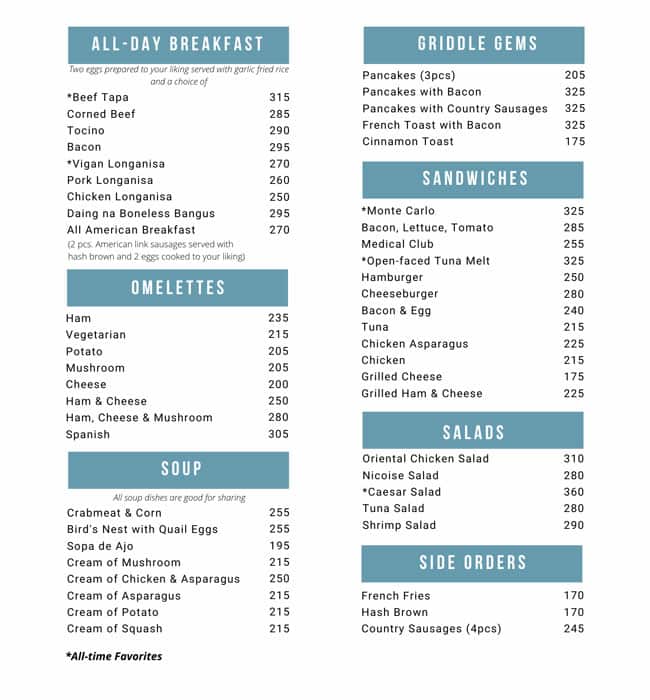 Menu at Floating Island Restaurant, Makati, Ground Level