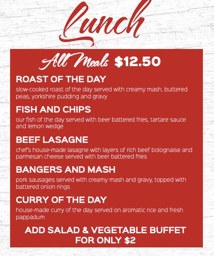 Menu at Runcorn Tavern pub & bar, Runcorn, 124 Gowan Rd